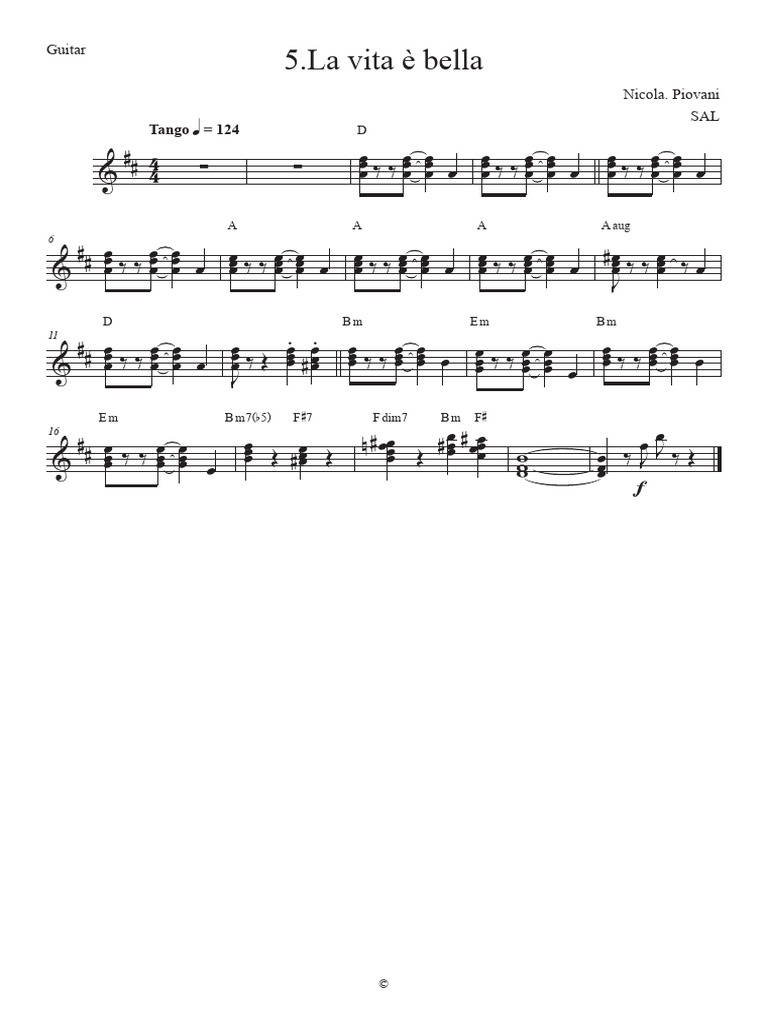 5.la Vita È Bella Parts - Guitar | PDF