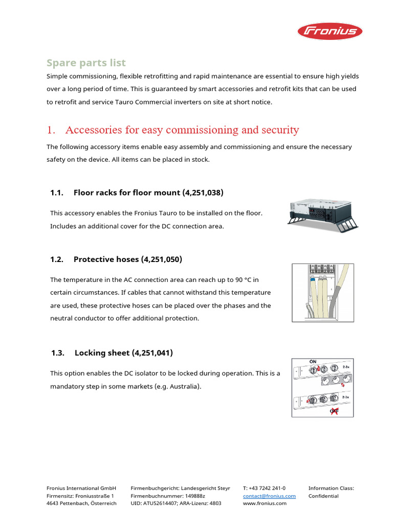 SE IS Fronius Tauro Retrofit Kits and Spare Parts EN | PDF | Fuse ...