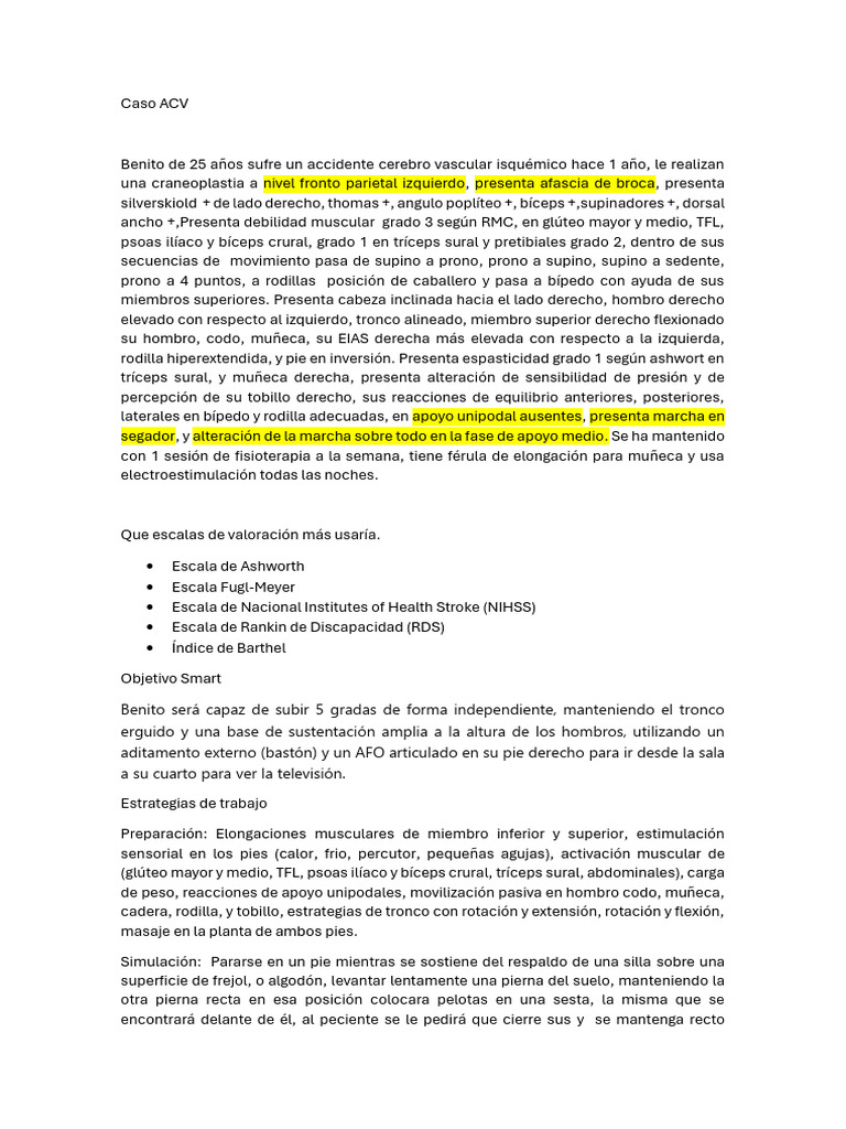 Caso ACV | PDF | Codo | Tobillo