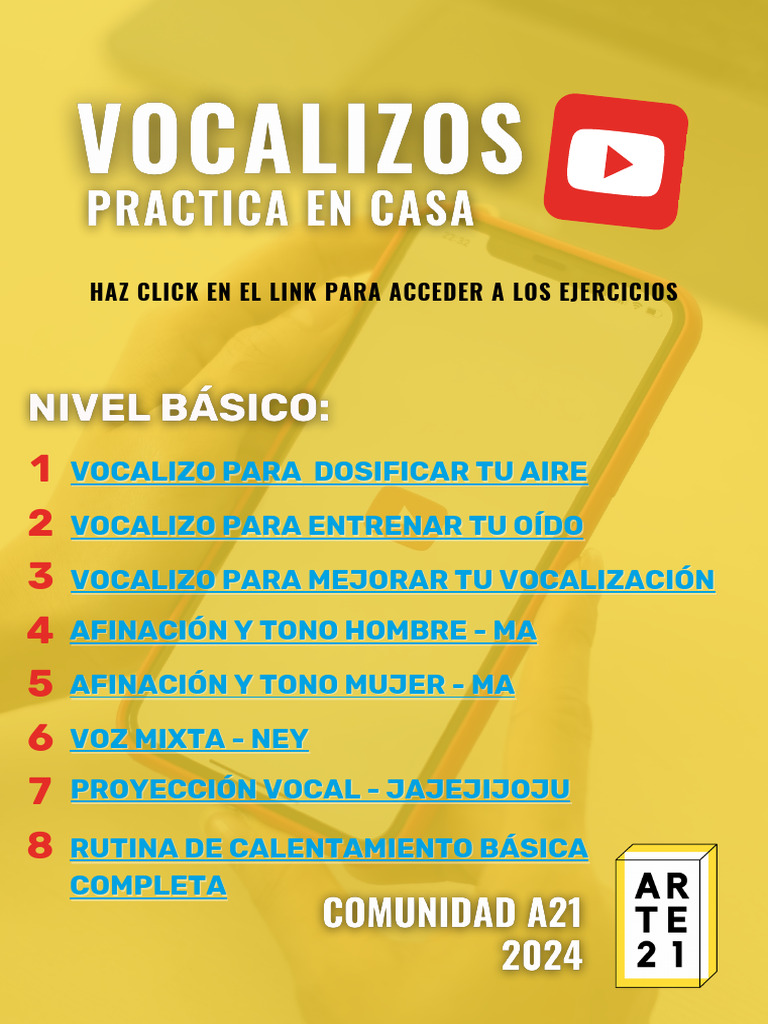Links de Ejercicios Vocales - Youtube Vol 1 y 2 y Essence | PDF