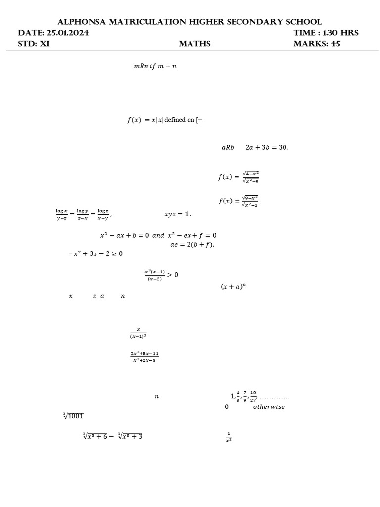 XL Chapter 1,2,5 - 5 Mark Qns. 25-01-2024 | PDF | Numbers | Function (Mathematics)