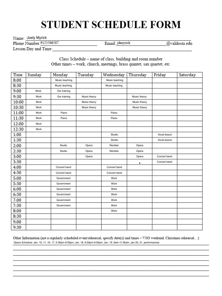 Student Schedule | PDF