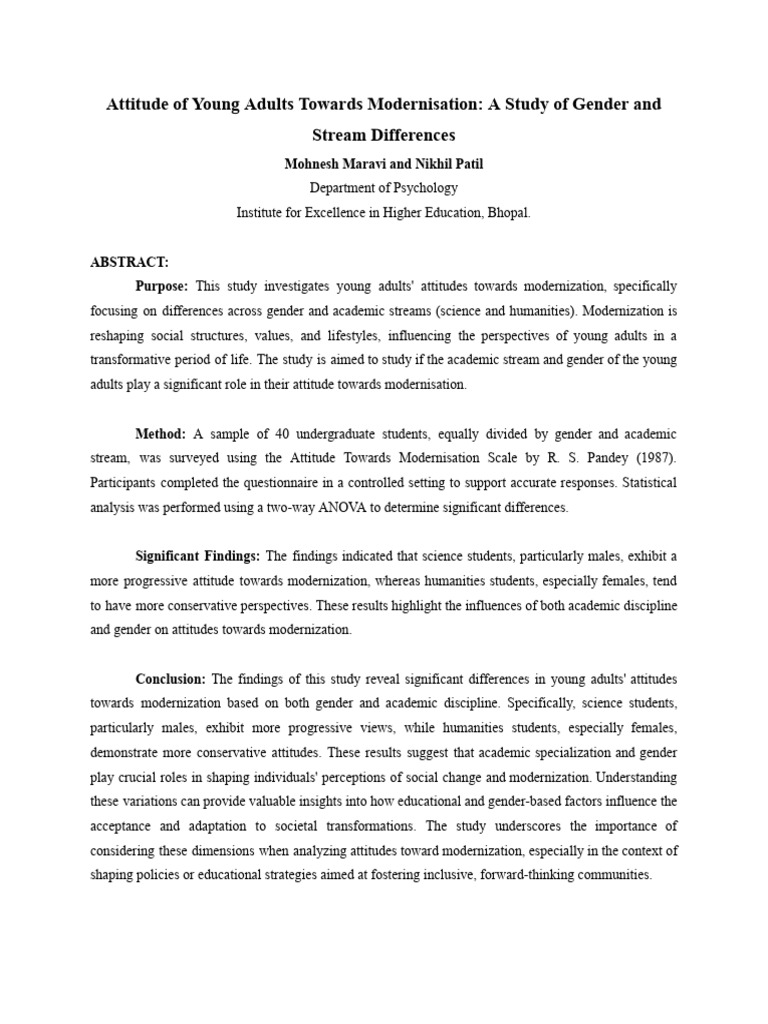 Research Paper (2nd Year) | PDF | Modernization Theory | Attitude ...