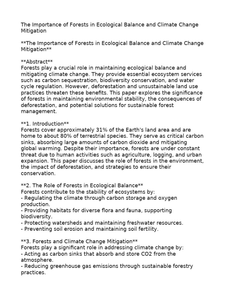 Forests: Key to Climate Stability | PDF | Climate Change | Climate ...