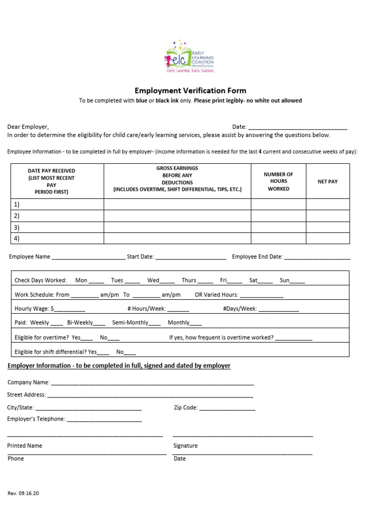 Blank Verification of Employment | PDF | Overtime | Employment