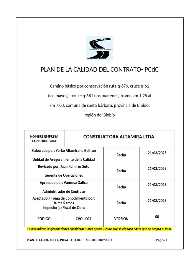 Formato PCDC | PDF | Calidad (comercial) | Sistema de manejo de calidad