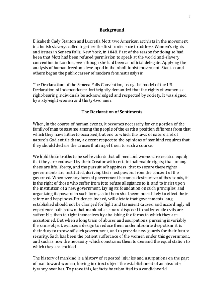 Stanton - Declaration of Sentiments | PDF | Human Rights | Justice
