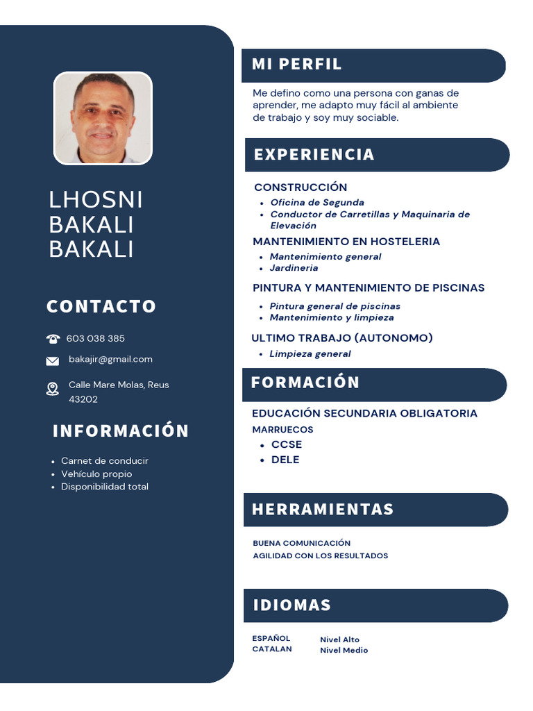 Currículum CV Asesor Financiero Profesional Azul Oscuro | PDF