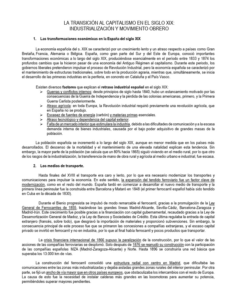 SXIX_12_Industrialización_M.O._Apuntes (1) | PDF | España | Revolución ...