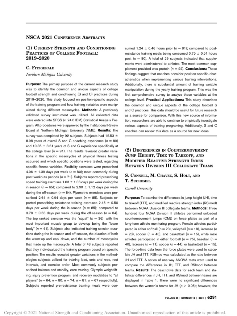 nsca_2021_conference_abstracts.38 | PDF | Electromyography | Strength ...