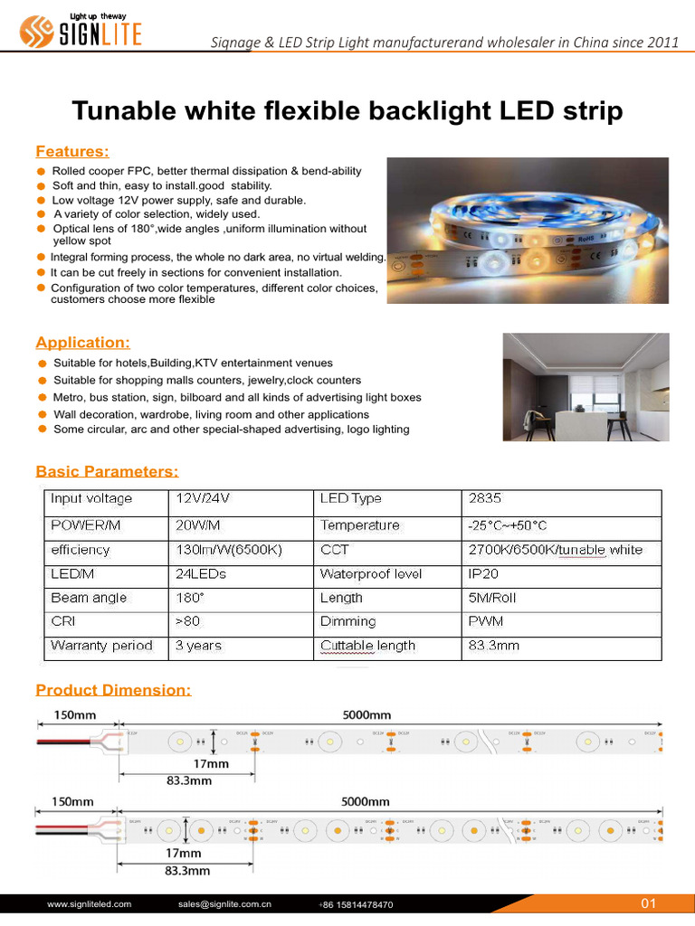 Tunable White Flexible Backlight LED Strip 241128 | PDF | Power Supply ...
