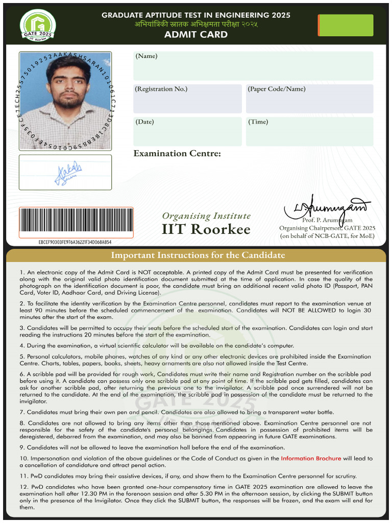 CH25S75019252 AdmitCard | PDF