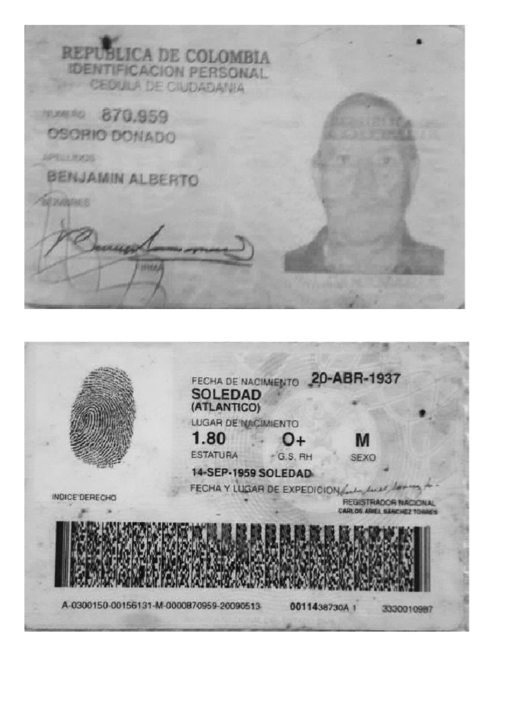 Cedula Papa Cedula Diana | PDF