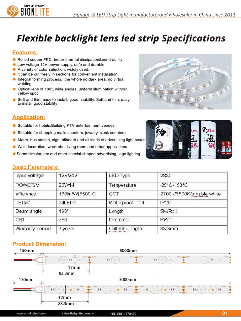 Flexible Backlight Lens Led Strip Specifications 241128 | PDF | Power ...