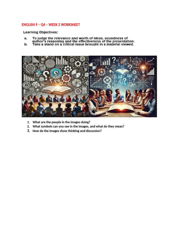 English 9-Q4-Week2 Worksheet | PDF