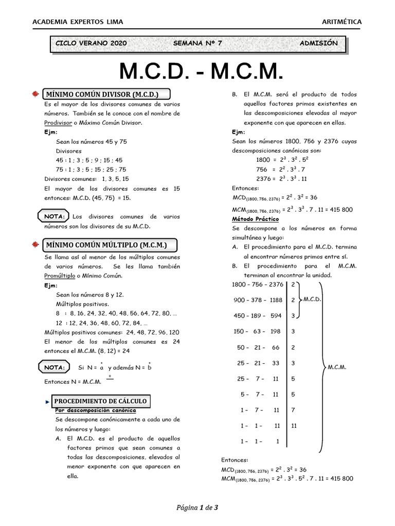 MCD - MCM | PDF | Aritmética | Álgebra