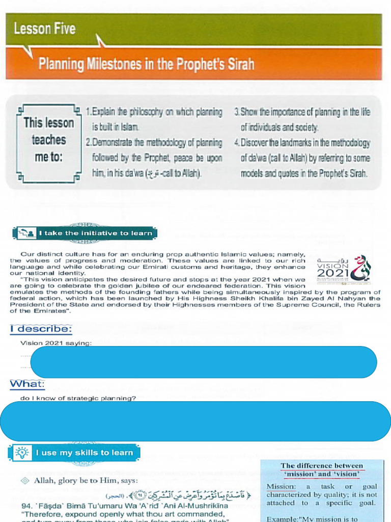 U2. l5. Planning Milestones in The Prophets Sirah | PDF | Muhammad