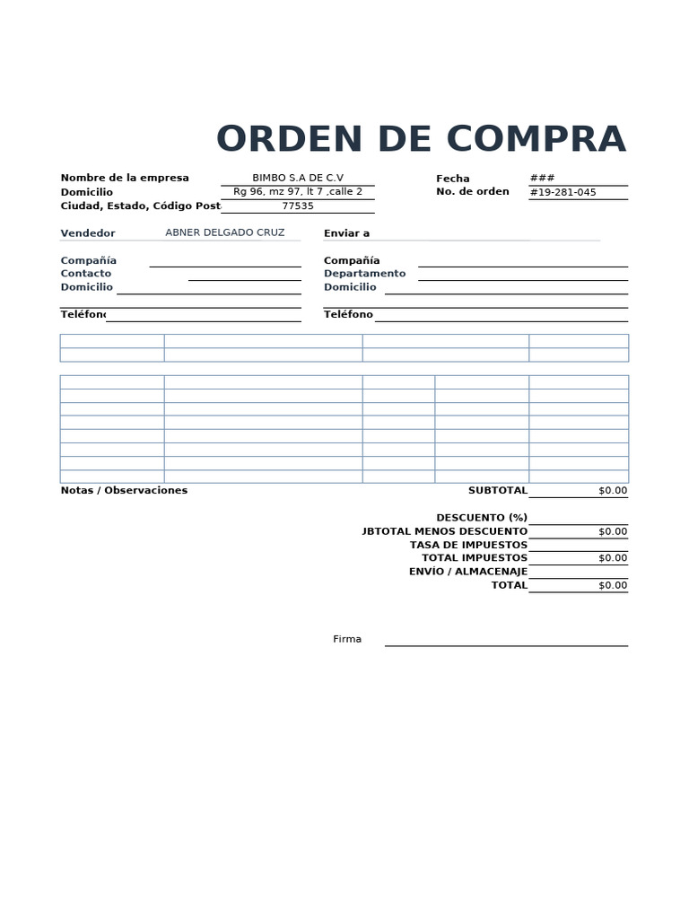 Purchase Order File Excel | PDF