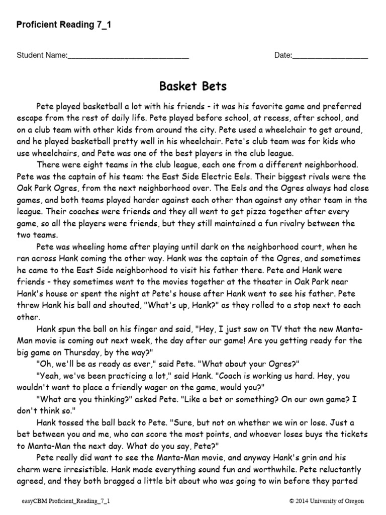 Proficient Reading Grade 7 Form 1 | PDF