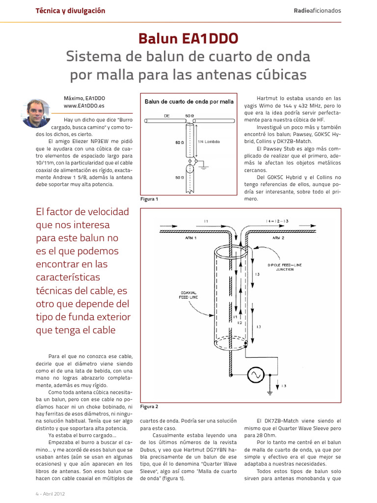 Balun de Malla para Antenas Cúbicas | PDF | Cable coaxial | Antena (Radio)