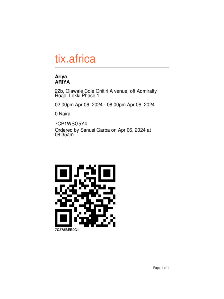 Ariya Ticket | PDF