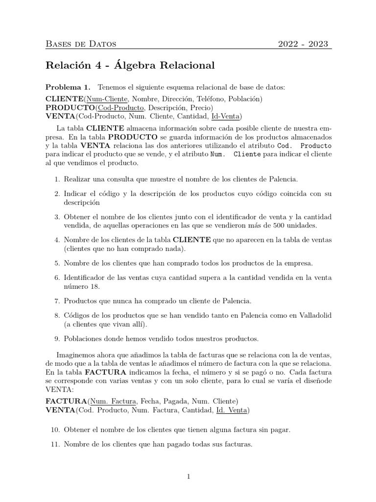 Consultas SQL para Bases de Datos Relacionales | PDF | Base de datos relacional | Gestión de datos