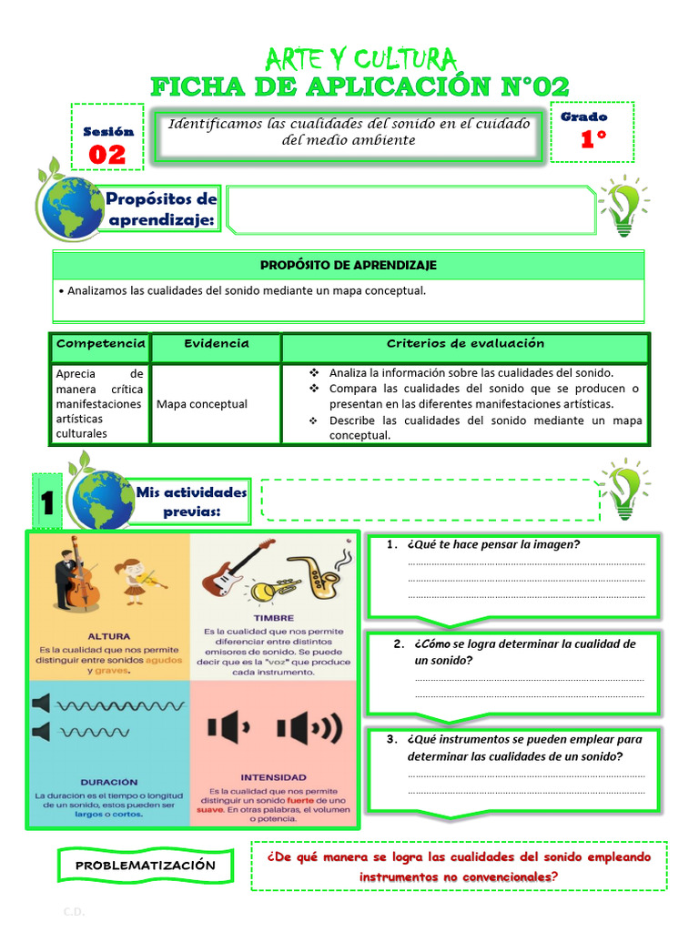 1 Ficha de Aplicaci N-Sesi N2-Sem.2-Exp.6-Arte y Cultura | PDF | Sonido | Acústica