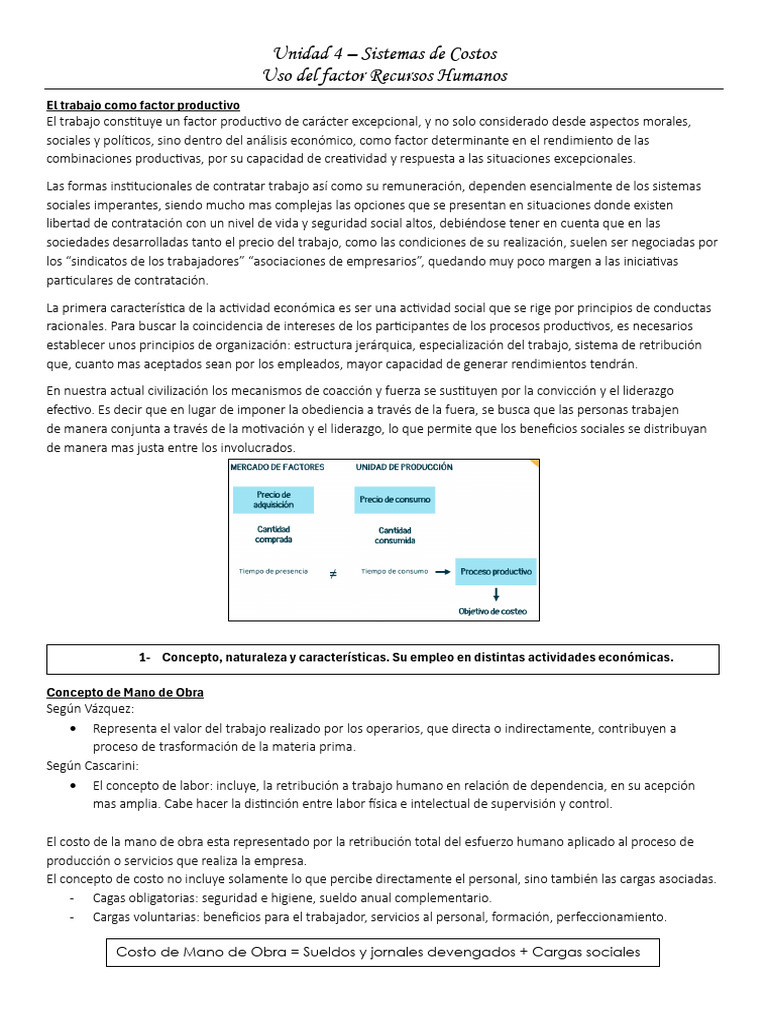 Sistemas de Costos y Mano de Obra | PDF | Salario | Pieza de trabajo