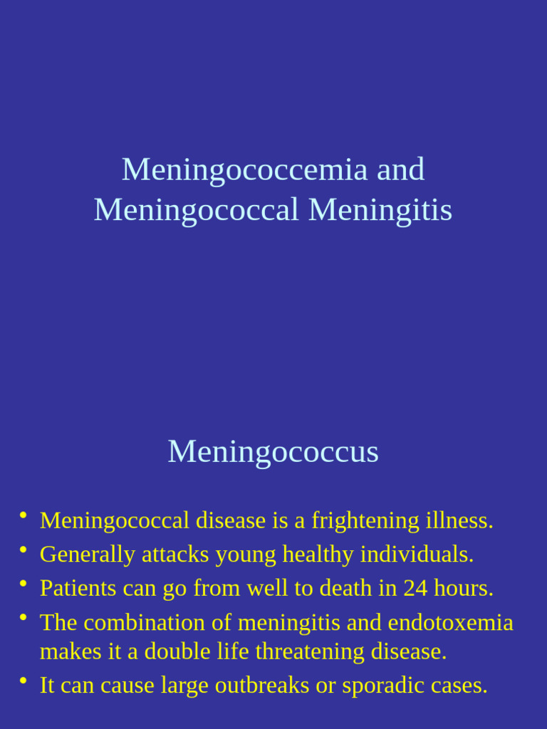 Meningococcemia and Meningitis Overview | PDF | Human Diseases And ...