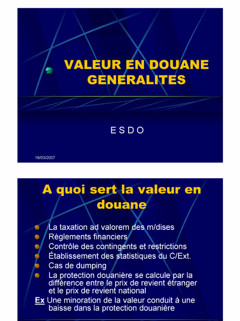 Généralités Valeur en Douane | PDF