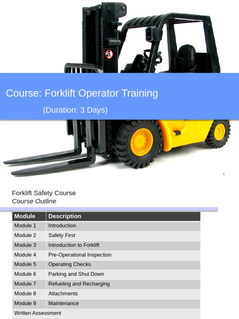 Forklift Operator Training Course Outline | PDF | Forklift | Loader ...