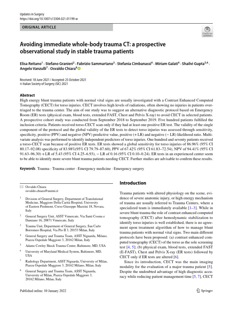 243 Avoiding Inmediate Whole-Body Trauma CT - Elisa Reitano | PDF | Ct Scan | Major Trauma
