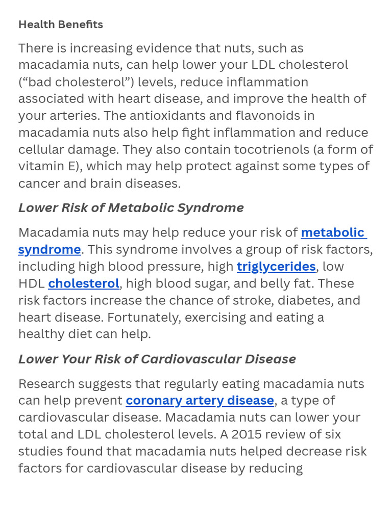 Health Benefits PDF | PDF | Cholesterol | Coronary Artery Disease