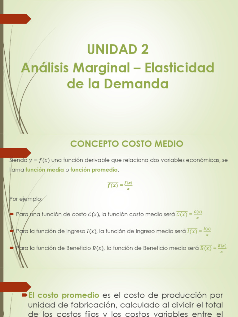 Unidad 2 Parte III | PDF | Elasticidad (economía) | Costo