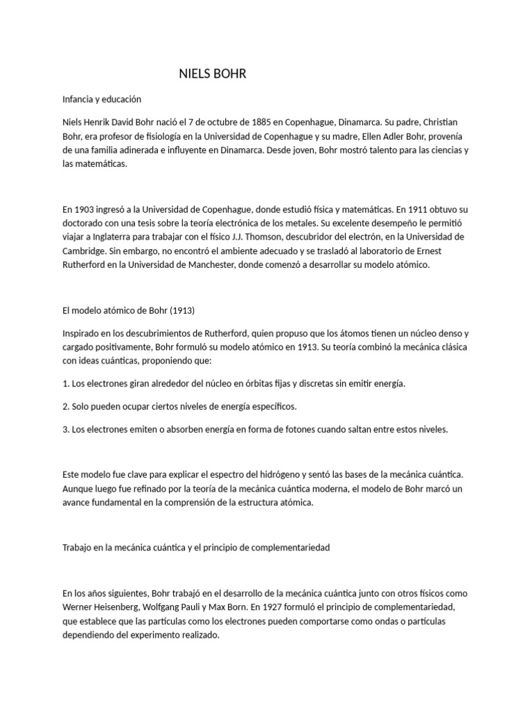 BOHR | PDF | Niels Bohr | Átomos