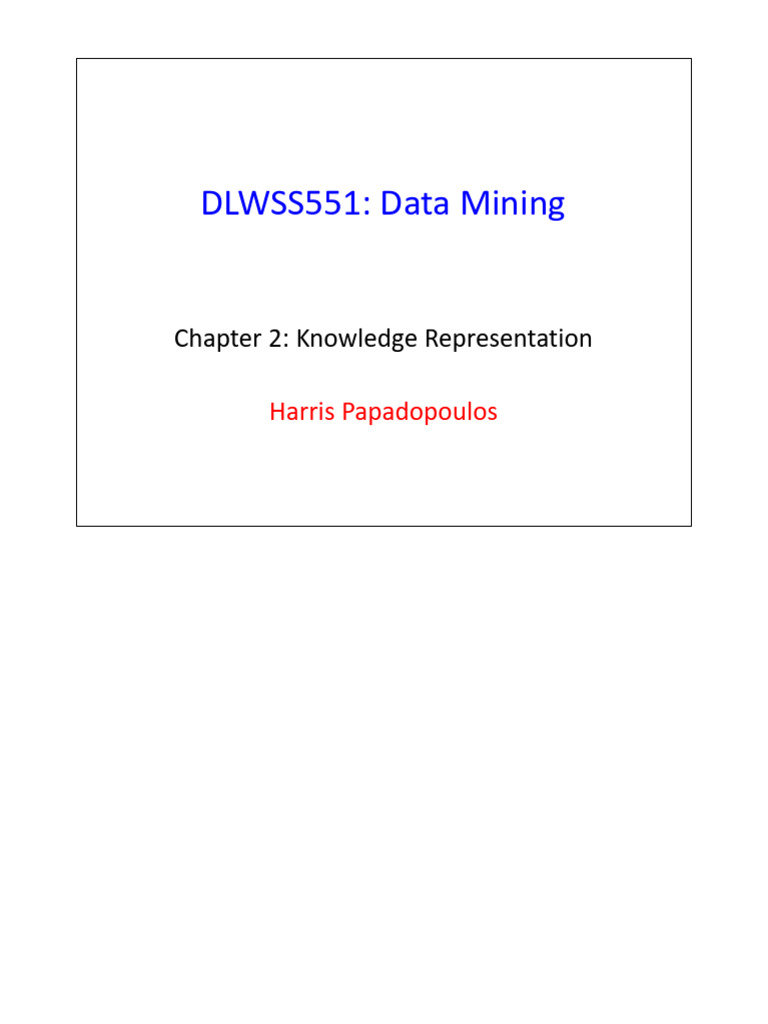 DLWSS551 - Knowledge Representation | PDF | Statistical Classification ...