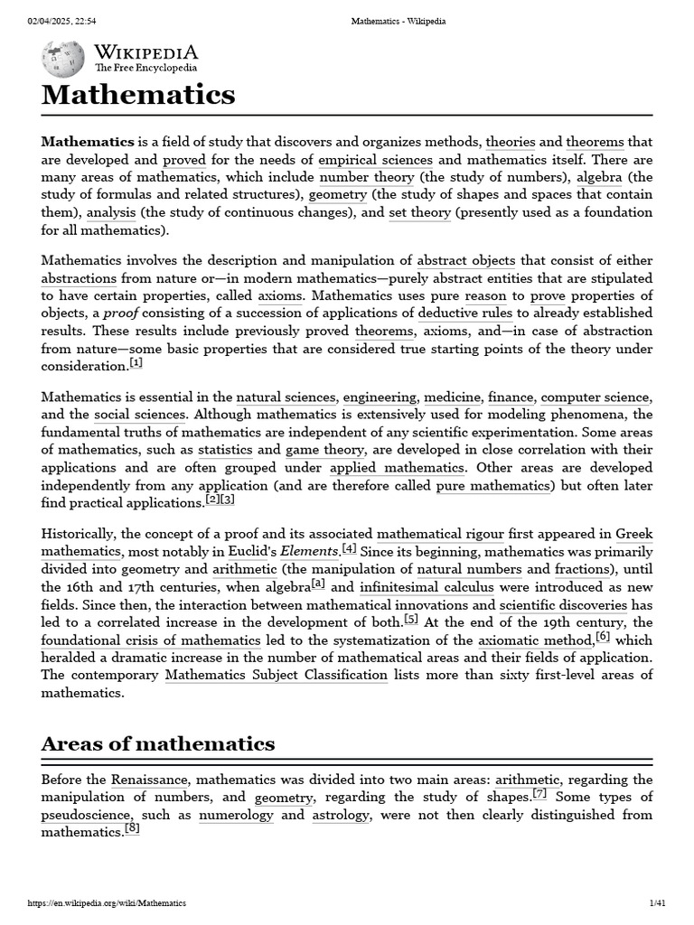 Mathematics - Wikipedia | PDF | Mathematics | Geometry