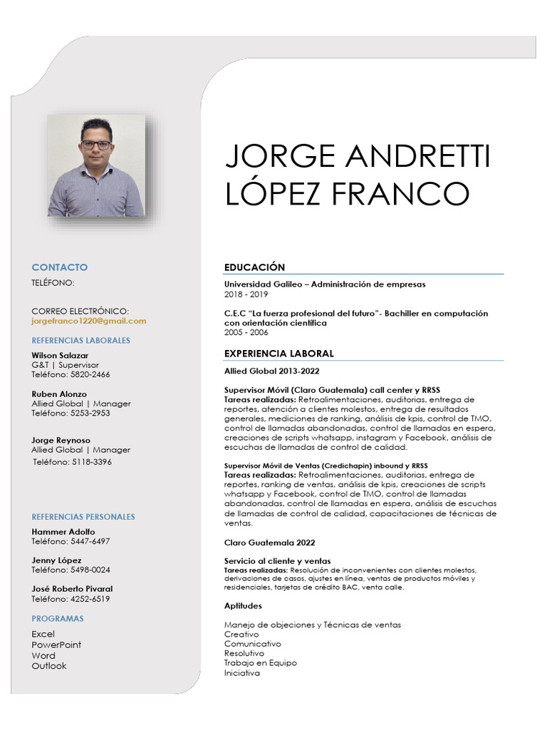 CV Jorge Franco II | PDF | Informática