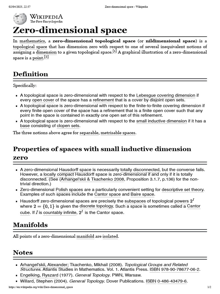 Zero-Dimensional Space - Wikipedia | PDF | Topology | Dimension