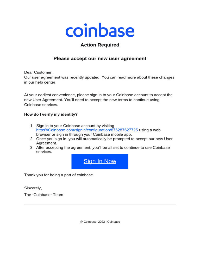 Accept Updated Coinbase Agreement | PDF