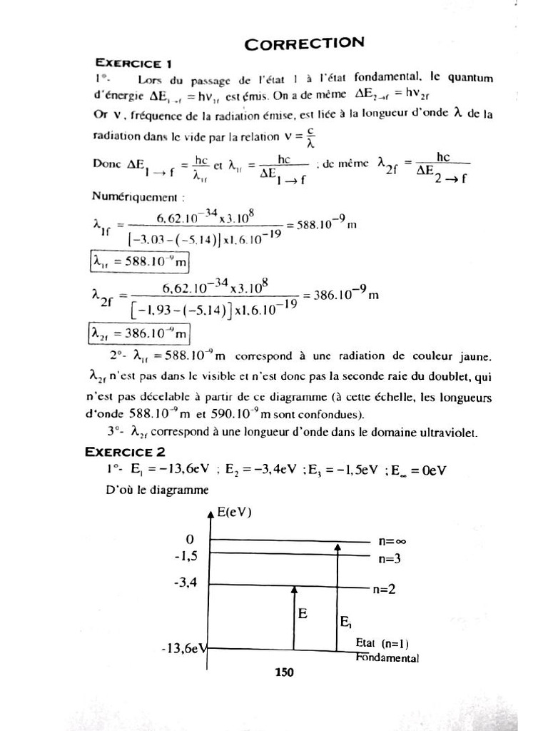 correction exo spectre atomique | PDF