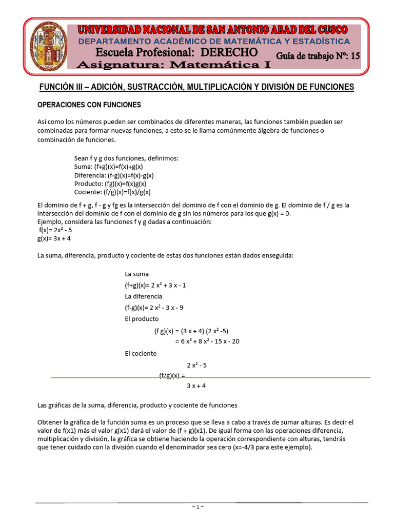 015-Guia #15-DR-Est-Est-funciones III | PDF | División (Matemáticas) | Matemática Elemental