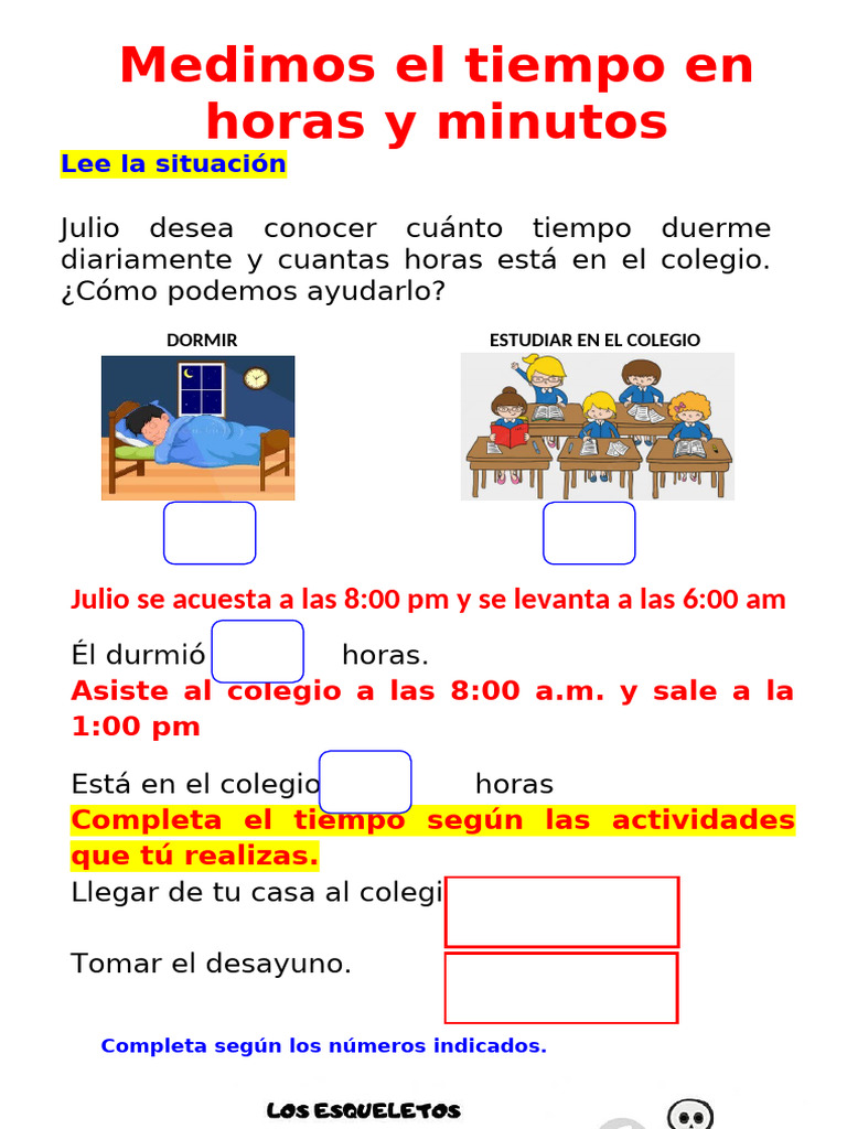 D4 A1 FICHA Medimos El Tiempo en Horas y Minutos | PDF