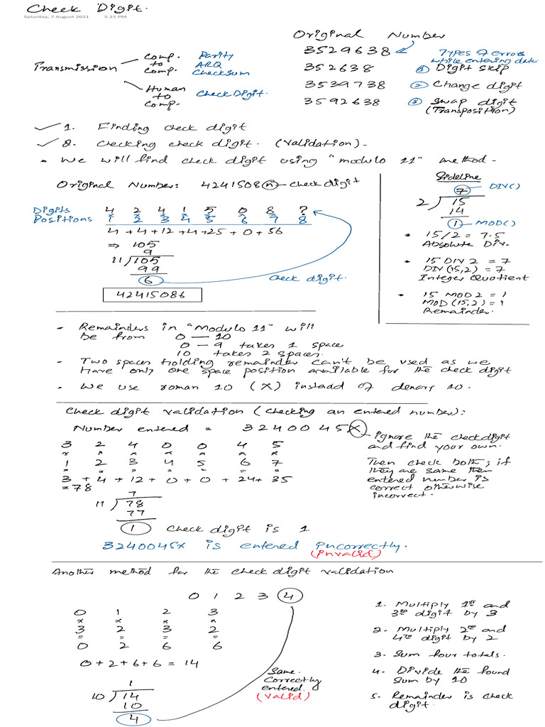 Check Digit Classboard 7-8-21 | PDF