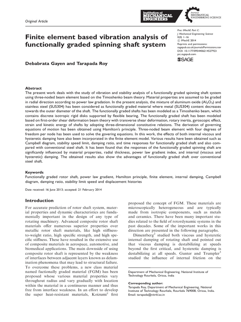 2014_Finite Element Based Vibration Analysis of Functionally Graded Spinning Shaft System | PDF ...