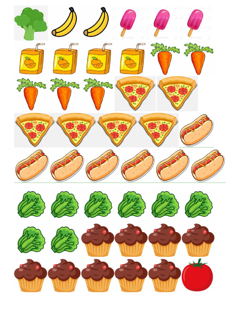 Comida Sana y Comida Chatarra Numeros | PDF