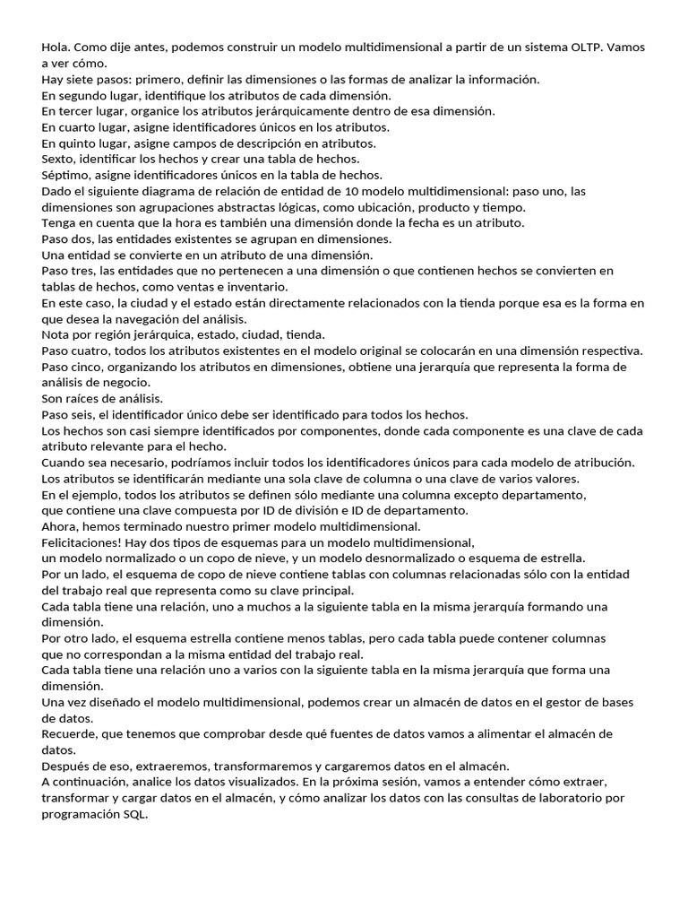 Creación de un Modelo Multidimensional | PDF | Almacén de datos | Gestión de datos