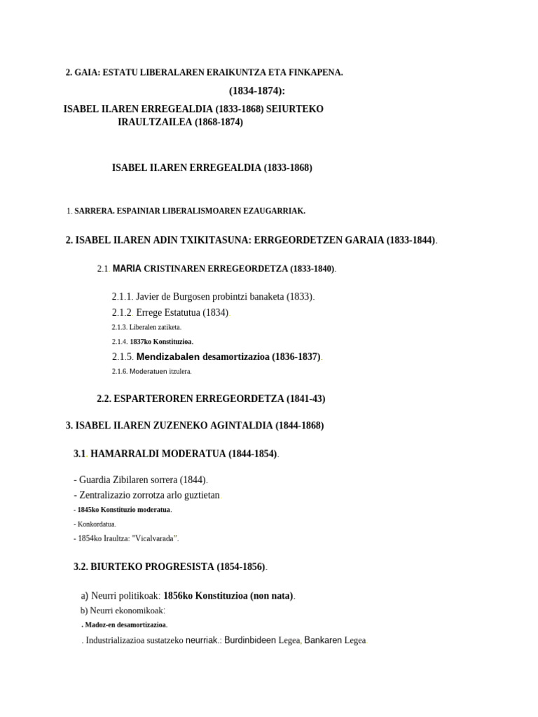 2.GAIA. Estatu Liberalaren Eraikuntza Eta Finkapena | PDF