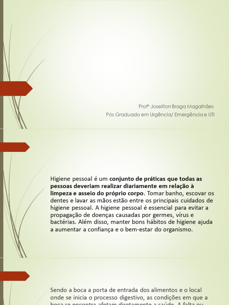 Higiene Do Paciente - Cuidados de Banho 2 | PDF | Boca | Higiene bucal