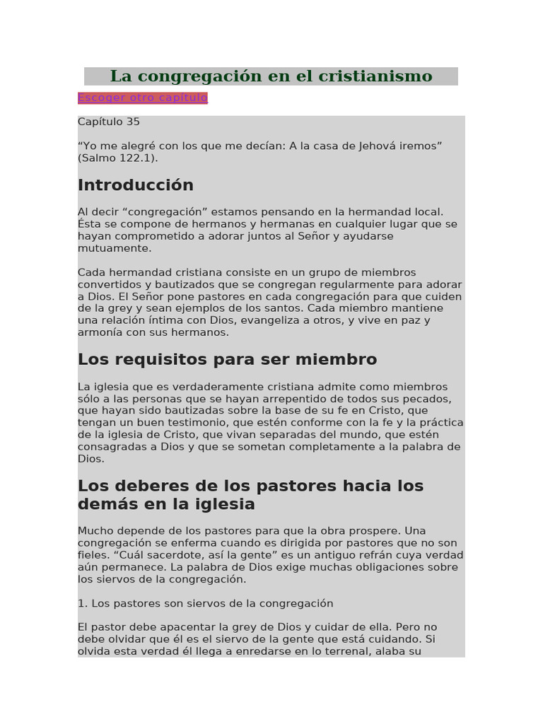 La Congregación en El Cristianismo 3 | PDF | Iglesia cristiana | Cristo ...